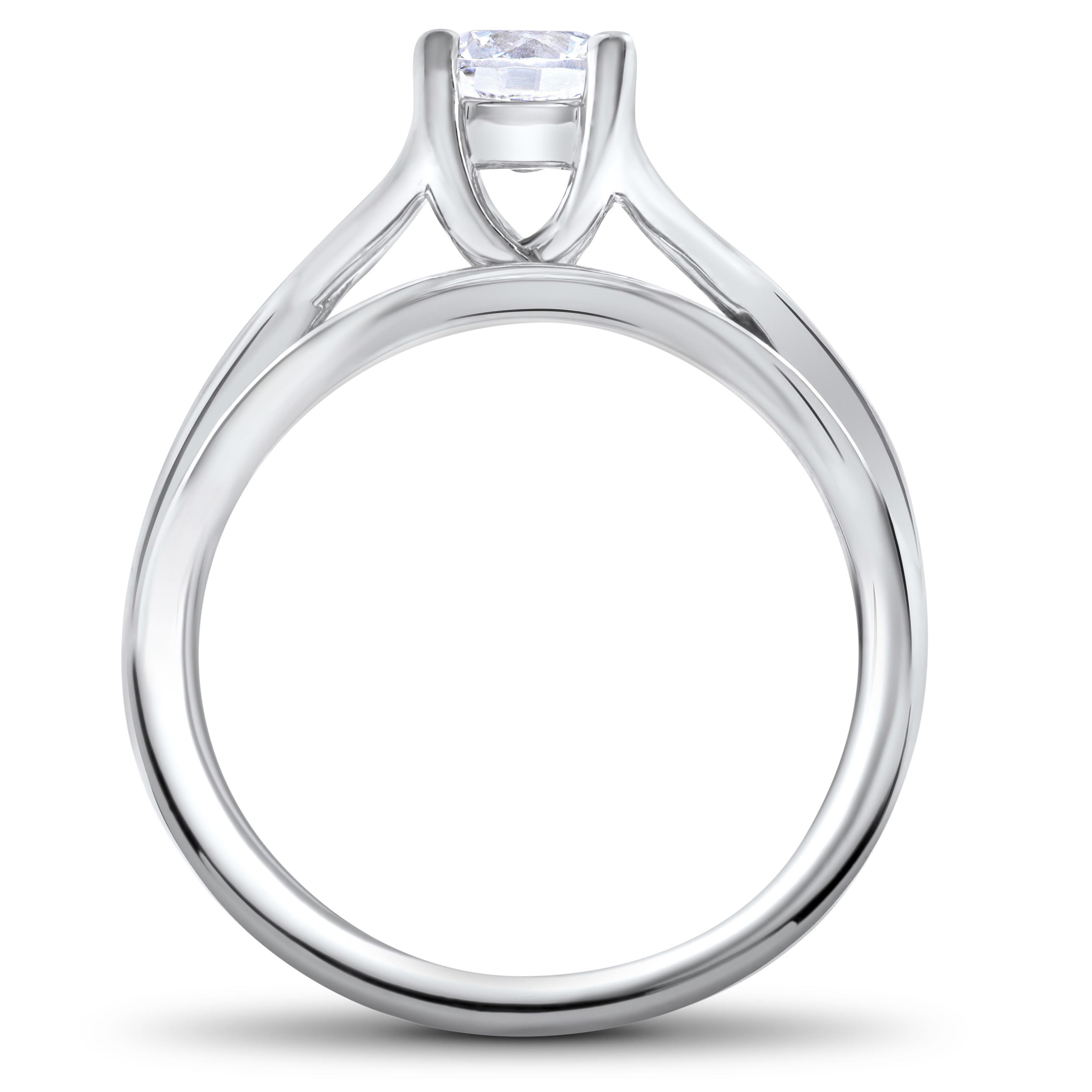 White Gold 1/2ct Intertwined Solitaire Diamond Engagement Ring Matching ...