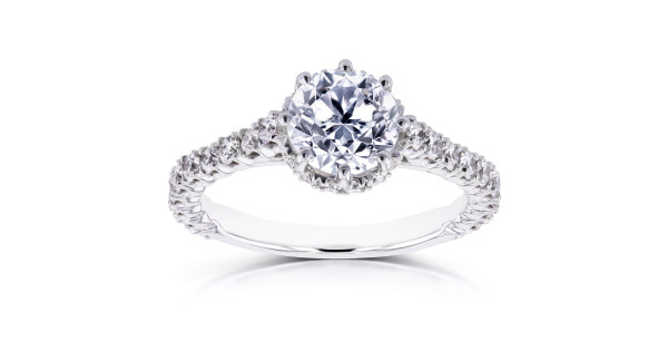 White Gold 1 3/5ct TDW Round Brilliant Diamond 8-Prong Center Standing ...