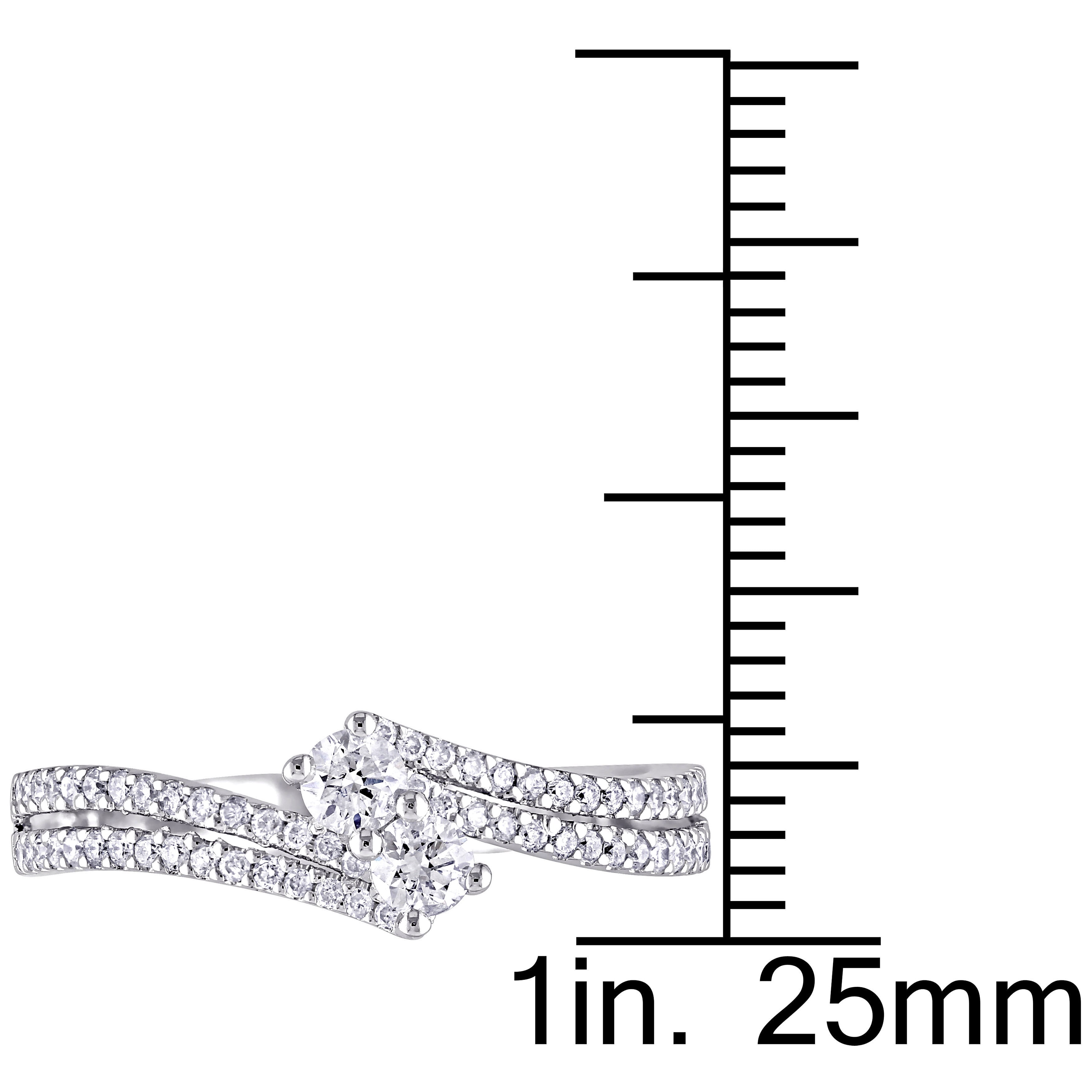 White Gold 1/2ct TDW Diamond Two Stone Ring - Handcrafted By Name My Rings™