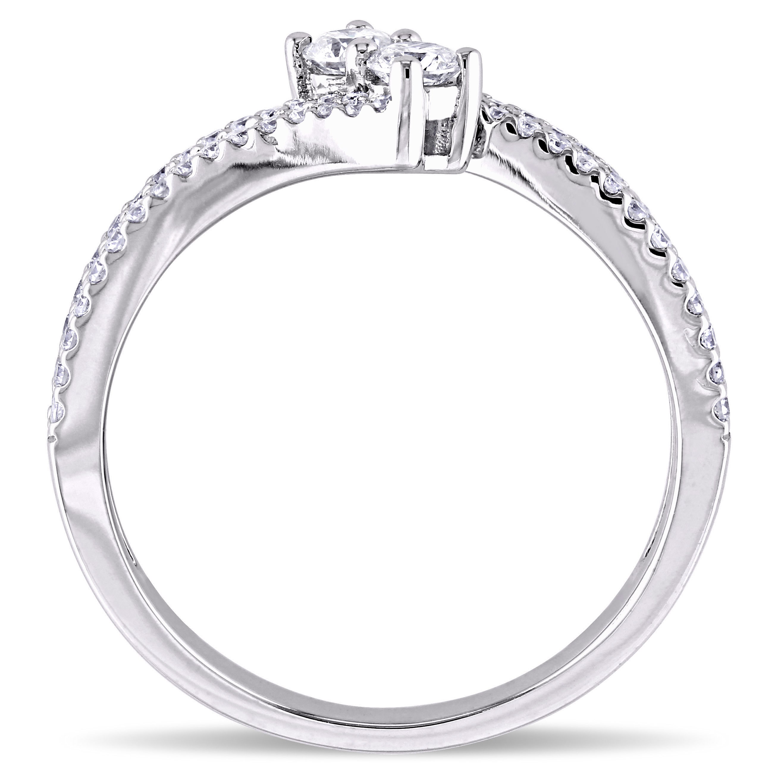 White Gold 1/2ct TDW Diamond Two Stone Ring - Handcrafted By Name My Rings™