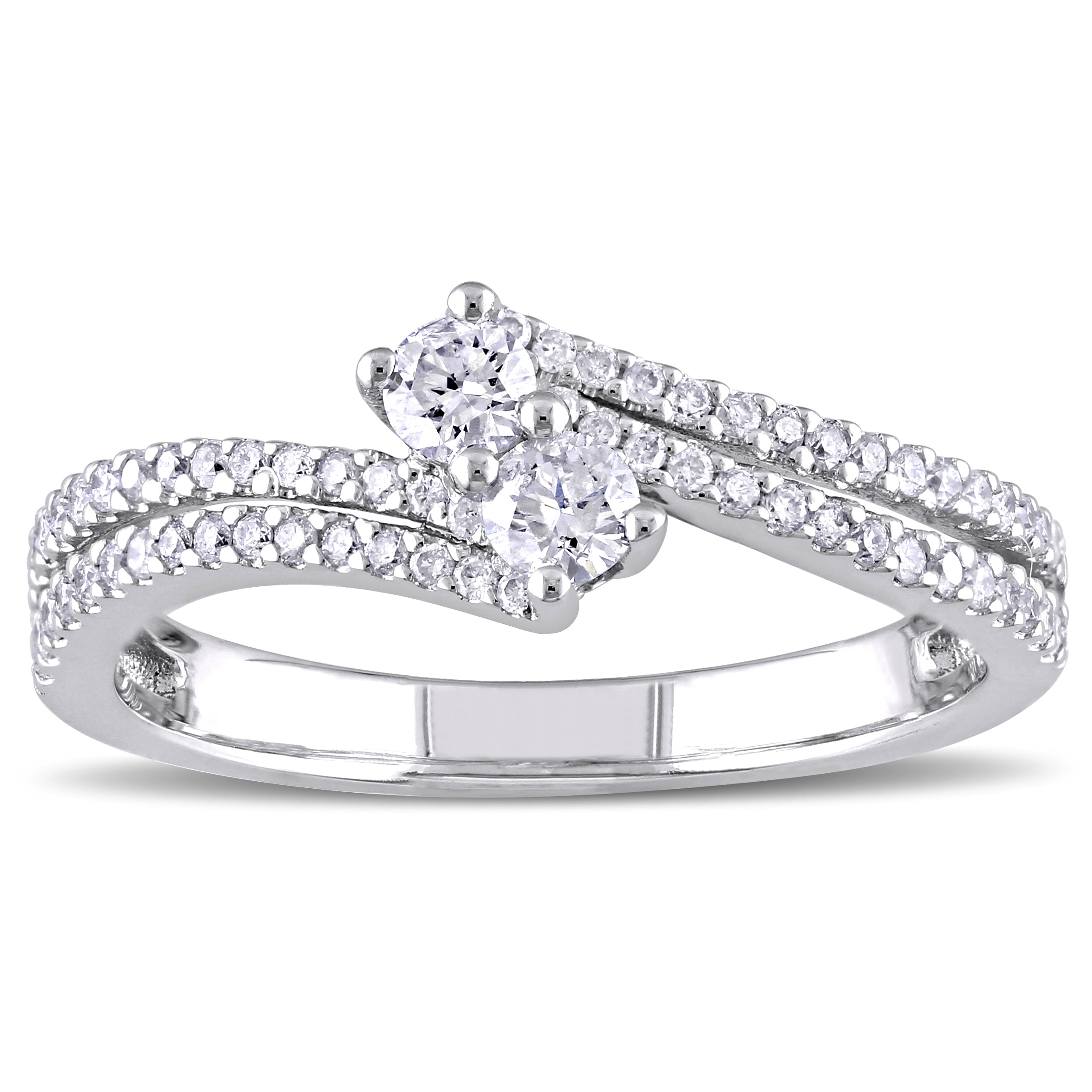 White Gold 1/2ct TDW Diamond Two Stone Ring - Handcrafted By Name My Rings™